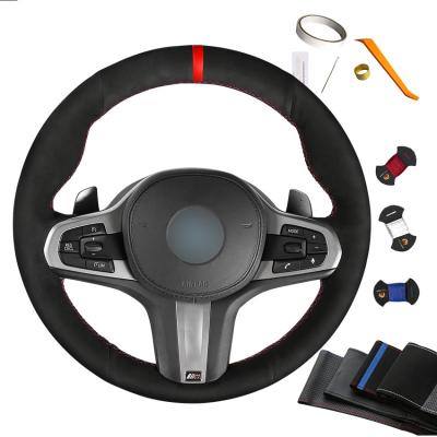 China 2018-2019 Leather Hand Sewing Red Marker Steering Wheel Cover for BMW G32 630i 640i M for sale