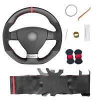 China VW Golf 5 Mk5 GTI R32 Passat R GT 2005 Hand Sewing Suede PU Leather Steering Wheel Cover for sale