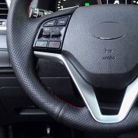 China Hand Stitched Perforated Leather Steering Wheel Cover for Hyundai Tucson 3 2015-2019 for sale