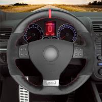 China VW Golf 5 Mk5 GTI R32 Passat R GT 2005 Hand Sewing Suede PU Leather Steering Wheel Cover for sale