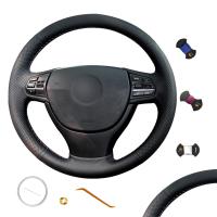 China White Leather Custom Hand Sewing Steering Wheel Cover for BMW 5 7 Series F07 F10 F11 for sale