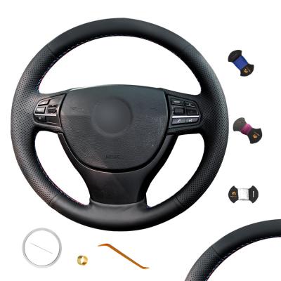 China White Leather Custom Hand Sewing Steering Wheel Cover for BMW 5 7 Series F07 F10 F11 for sale