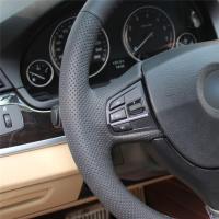 China White Leather Custom Hand Sewing Steering Wheel Cover for BMW 5 7 Series F07 F10 F11 for sale