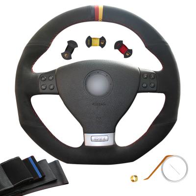 China Blue Suede Steering Wheel Cover for Volkswagen VW Golf 5 Mk5 GTI R32 Passat R GT 2005 for sale