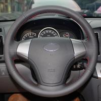 China DIY Hand Sewing Black Steering Wheel Skin Cover for Hyundai Elantra 2007 2008 2009 2010 for sale
