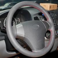 China DIY Hand Sewing Black Steering Wheel Skin Cover for Hyundai Elantra 2007 2008 2009 2010 for sale
