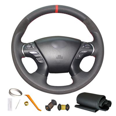 China Hand Sewing Black Leather Steering Wheel Cover Stitch for Infiniti Q70 QX60 2014-2019 for sale