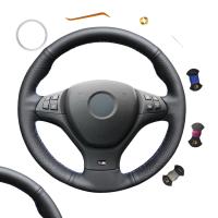 China Artificial Leather Black Steering Wheel Cover for BMW E71 X6 M 2010-2014 3-Spoke Wheel for sale