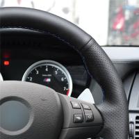 China Artificial Leather Black Steering Wheel Cover for BMW E71 X6 M 2010-2014 3-Spoke Wheel for sale