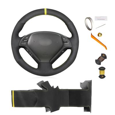 China Car Accessories For Infiniti EX35 EX37 G25 G35 G37 Q40 Q60 DIY Suede Steering Wheel Wrap for sale