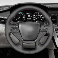 China Hyundai 9 2015 2016 2017 Country Whole Steering Wheel Cover with Dark Grey Stitching for sale