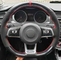 China Faux Carbon Fiber Car Steering Wheel Cover for VW Golf 7 Golf R MK7 Polo GTI Scirocco 2015 2016 for sale