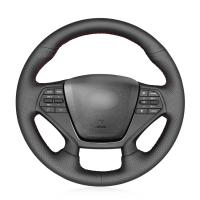 China Hyundai 9 2015 2016 2017 Country Whole Steering Wheel Cover with Dark Grey Stitching for sale