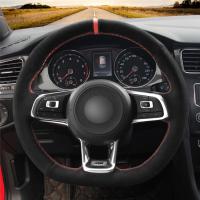 China Faux Carbon Fiber Car Steering Wheel Cover for VW Golf 7 Golf R MK7 Polo GTI Scirocco 2015 2016 for sale