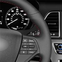 China Hyundai 9 2015 2016 2017 Country Whole Steering Wheel Cover with Dark Grey Stitching for sale
