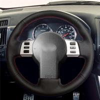 China Green Thread Custom Black DIY Steering Wheel Cover for Infiniti FX35 FX45 2003-2012 for sale