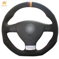 China VW Golf 5 Mk5 GTI R32 Passat R GT 2005 Hand Stitched Black Suede Steering Wheel Cover for sale