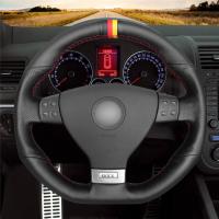 China VW Golf 5 Mk5 GTI R32 Passat R GT 2005 Hand Stitched Black Suede Steering Wheel Cover for sale