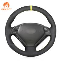 China Infiniti EX35 EX37 G25 G35 G37 Q40 Q60 Custom Hand Sewing Black Suede Steering Wheel Cover for sale