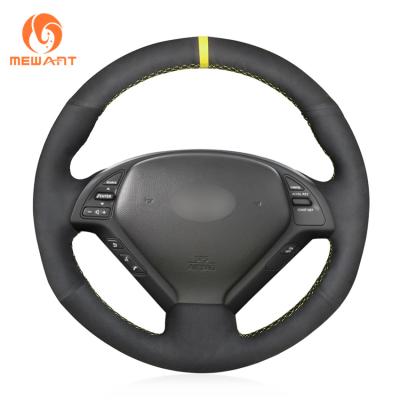 China Infiniti EX35 EX37 G25 G35 G37 Q40 Q60 Custom Hand Sewing Black Suede Steering Wheel Cover for sale