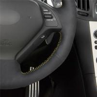 China Infiniti EX35 EX37 G25 G35 G37 Q40 Q60 Custom Hand Sewing Black Suede Steering Wheel Cover for sale