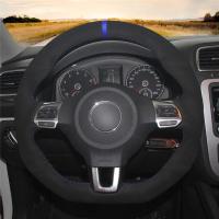 China Volkswagen Golf 6 GTI MK6 VW Polo GTI Scirocco R Passat CC R-Line 2010 Leather Steering Wheel Cover for sale