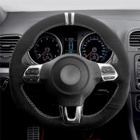 China Volkswagen Golf 6 GTI MK6 VW Polo GTI Scirocco R Passat CC R-Line 2010 Leather Steering Wheel Cover for sale
