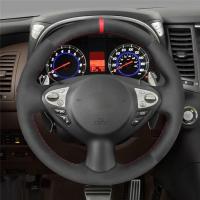China Transform Your Infiniti Car with Hand Stitched Suede Steering Wheel Cover and Red Strip for sale