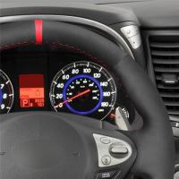 China Transform Your Infiniti Car with Hand Stitched Suede Steering Wheel Cover and Red Strip for sale
