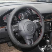China Samples Custom Fit Black Leather Car Steering Wheel Cover for Volkswagen Golf 6 Mk6 VW Polo Sagitar Bora Santana Jetta for sale
