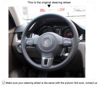 China Samples Custom Fit Black Leather Car Steering Wheel Cover for Volkswagen Golf 6 Mk6 VW Polo Sagitar Bora Santana Jetta for sale