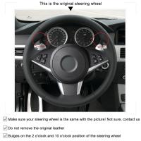 China Blue Black Suede Hand Sewing Steering Wheel Cover for BMW E60 E61 530d 545i 550i for sale