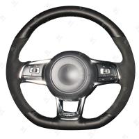 China Custom Hand Stitching Suede Leather Steering Wheel Cover for Volkswagen Golf 7 GTI GTD GTE R MK7 VW Polo Scirocco 2016 for sale