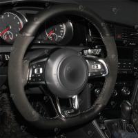 China Custom Hand Stitching Suede Leather Steering Wheel Cover for Volkswagen Golf 7 GTI GTD GTE R MK7 VW Polo Scirocco 2016 for sale