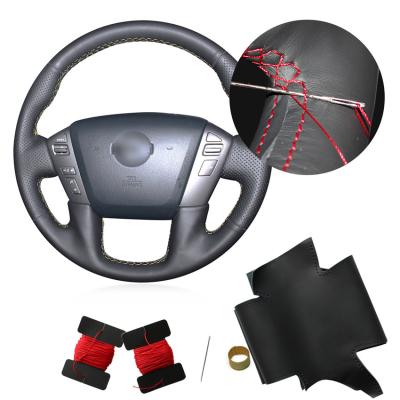 China Nissan Patrol 2011-2017 Armada 2013-2019 NV Cargo NV Passenger US 2012-2018 Infiniti QX56 QX80 White Thread Steering Wheel Cover for sale