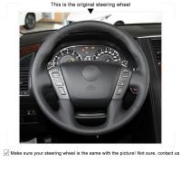 China Nissan Patrol 2011-2017 Armada 2013-2019 NV Cargo NV Passenger US 2012-2018 Infiniti QX56 QX80 White Thread Steering Wheel Cover for sale