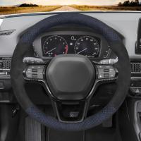 China 2023-2024 HONDA HR-V Civic 11 HRV Custom Hand Stitched Soft Suede Steering Wheel Cover for sale