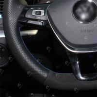 China Car Fitment VW Golf 7 Mk7 Polo Jetta Passat B8 Tiguan Black Suede Steering Wheel Cover for sale