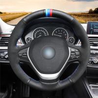 China Customize Black Suede 3-Spoke Steering Wheel Cover for BMW F20 F30 F31 F34 2012-2018 for sale
