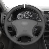 China Hand Sewing Black Suede Steering Wheel Cover for 2003-2005 Honda Civic 7 in Leather for sale