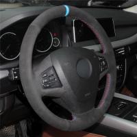 China 20*15*7cm Custom Hand Stitching Suede Steering Wheel Cover for BMW X3 F25 2010-2017 X5 F15 2013-2017 for sale