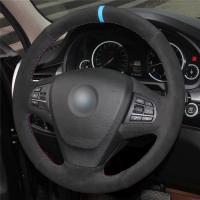 China 20*15*7cm Custom Hand Stitching Suede Steering Wheel Cover for BMW X3 F25 2010-2017 X5 F15 2013-2017 for sale