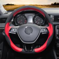 China Grey Sew Thread Needle Custom Steering Wheel Cover for Volkswagen Golf 7 Mk7 Polo Jetta Passat B8 Tiguan 2017 Sharan 2016 2017 Touran 2016 2017 Up for sale