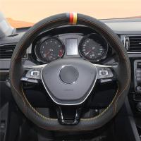 China Grey Sew Thread Needle Custom Steering Wheel Cover for Volkswagen Golf 7 Mk7 Polo Jetta Passat B8 Tiguan 2017 Sharan 2016 2017 Touran 2016 2017 Up for sale