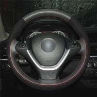 China Hand Stitched Leather Suede Steering Wheel Cover for BMW X5 E70 X6 E71 E72 2007-2014 for sale