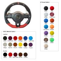 China Car Fitment VW Red Black Leather Suede Hand Stitching Steering Wheel Wrap for Scirocco R for sale