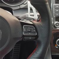 China Car Fitment VW Red Black Leather Suede Hand Stitching Steering Wheel Wrap for Scirocco R for sale