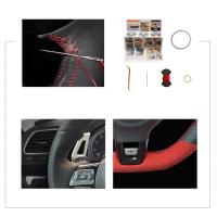 China Car Fitment VW Red Black Leather Suede Hand Stitching Steering Wheel Wrap for Scirocco R for sale