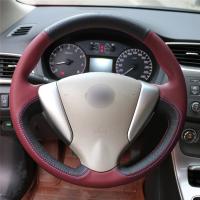 China 3-Spoke Red Black Leather Suede Steering Wheel Cover for Nissan Sentra Versa 2014-2017 for sale