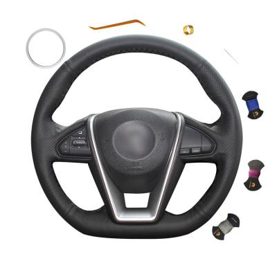 China Black Artificial Leather Hand Stitching Steering Wheel Cover for Nissan Lannia Maxima for sale